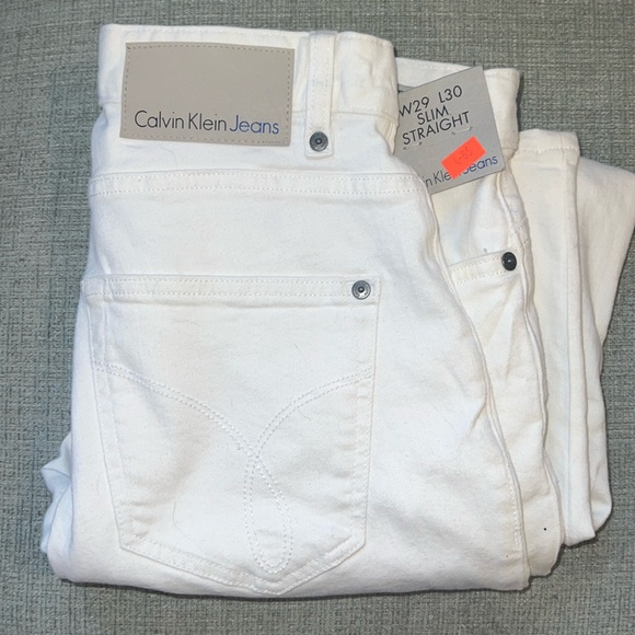 Calvin Klein Jeans | Jeans | Mens Calvin Klein Slim Straight White Jeans 29 X 3 Nwt | Poshmark
